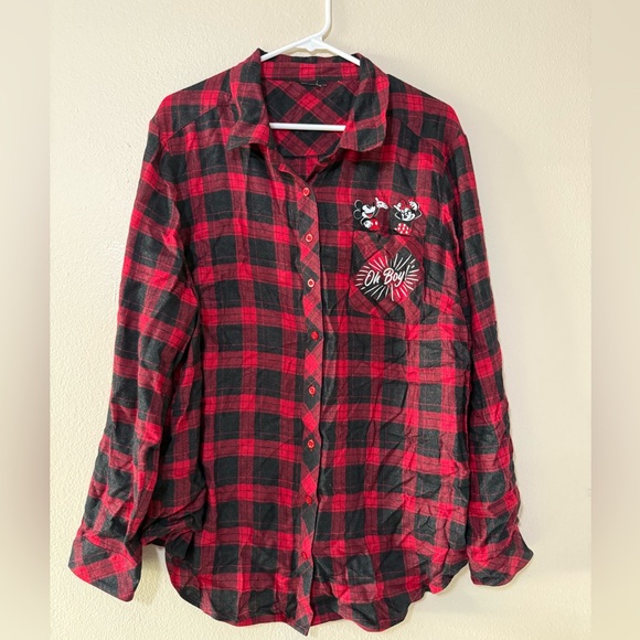 torrid | Tops | Torriddisney Red And Black Plaid Buttonup Shirt | Poshmark